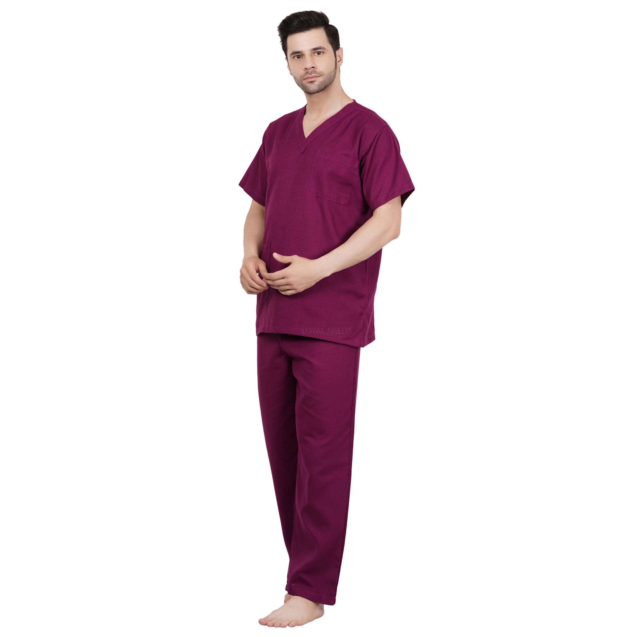 Male V-Neck Scrub Suit With Full Elastic and Narrow Fit | LOYAL NEEDS